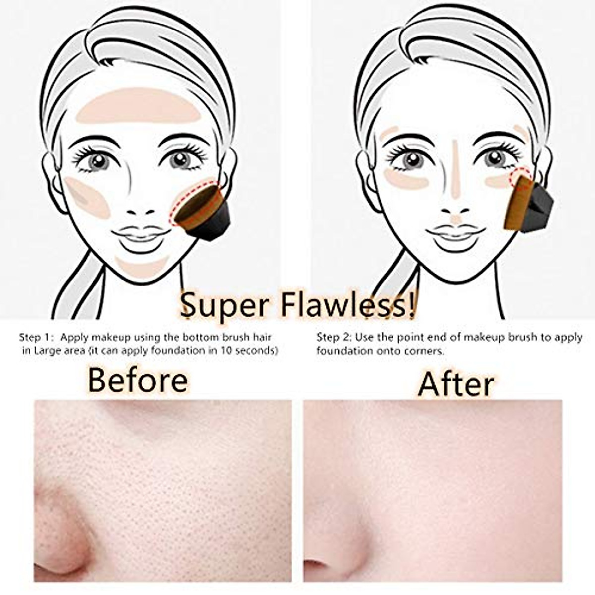 JPNK Foundation Makeup Brush with 4 Makeup Sponges Latex-free for Blending Liquid, Cream or Flawless Powder Cosmetics