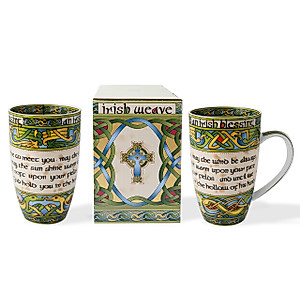 Royal Tara Irish Blessing Mug Bone China Cup Irish Weave Box, Capacity 400ml/14fl oz (Set of 2 Packed Blessing Mugs)