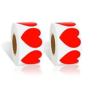 Red Heart Shaped Sticker Labels 1000 pcs, Use for Valentine's Day, Envelopes Gift Packaging, Offices, Bookmarks (1" in Diameter)