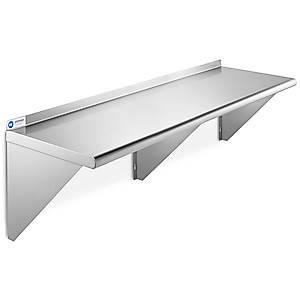 GRIDMANN 18" x 60" Stainless Steel Wall Mount Shelf with Backsplash, Commercial Grade - NSF Certified 18 Gauge Shelving for Restaurant, Kitchen, Utility Room, Garage
