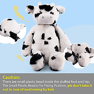 LotFancy Cow Stuffed Animals, 16 inch Tubbie Wubbie Soft Plush Cow for Babies, Farm Animal Toy Birthday for Boys Girls, White and Black, Kids Room Decoration