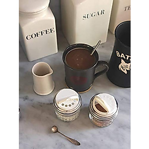 Jarware Spice Lids for Regular Mouth Mason Jars, Set of 2, Black and White