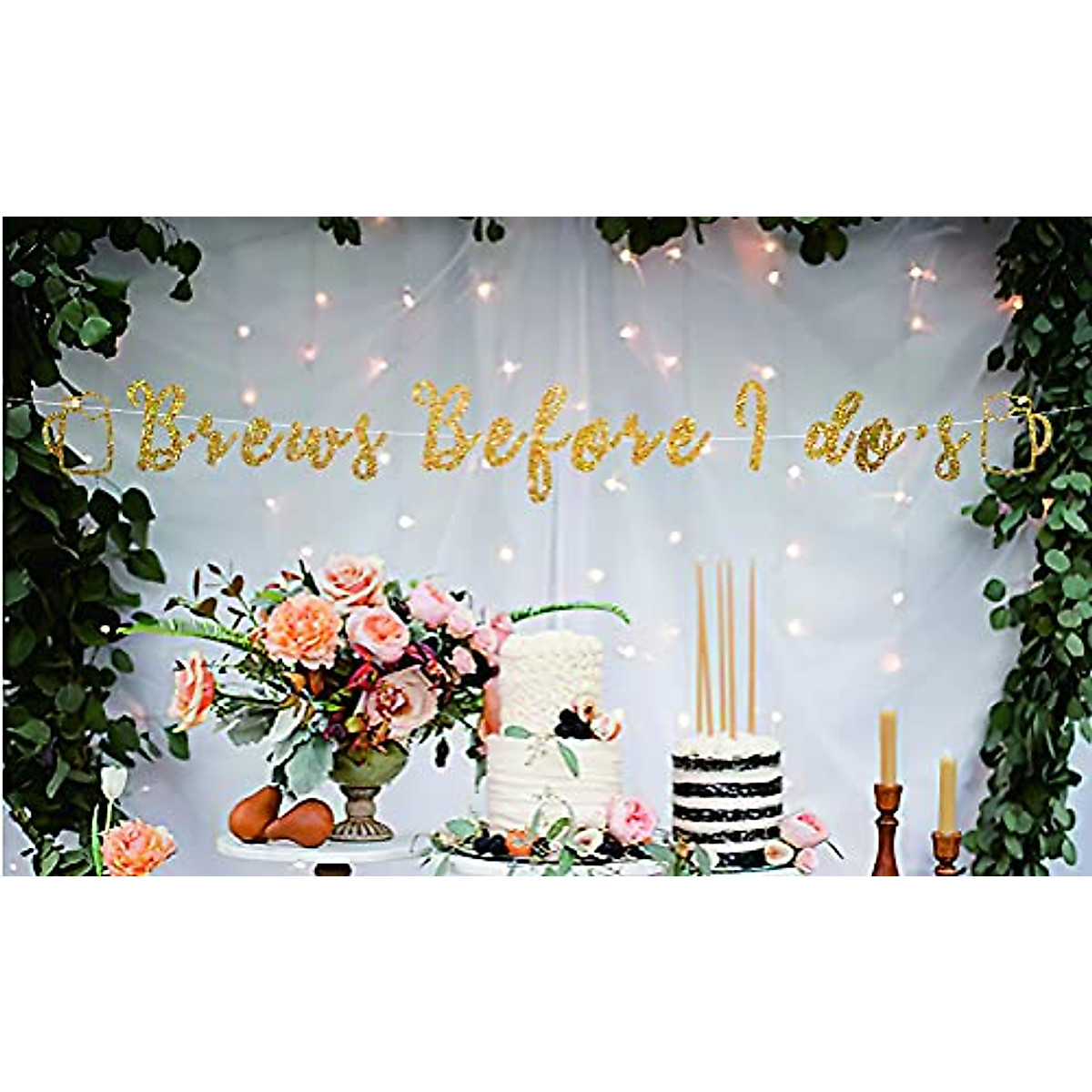 Glitter Banner Brews Before I do's Gold Party Banner Holiday Decorations Hanging Garland Perfect for Wedding Birthday Supplies