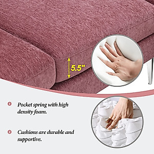 Voohek 84" Modern Convertible Sectional L-Shaped Sofa Couch with Reversible Chaise Lounge, 2 Pillows, Living Room, Small Apartment, Pink