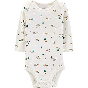 Simple Joys by Carter's Baby Boys' 5-Pack Long-Sleeve Bodysuit, Bear/Forest Animals/Stripe, 6-9 Months
