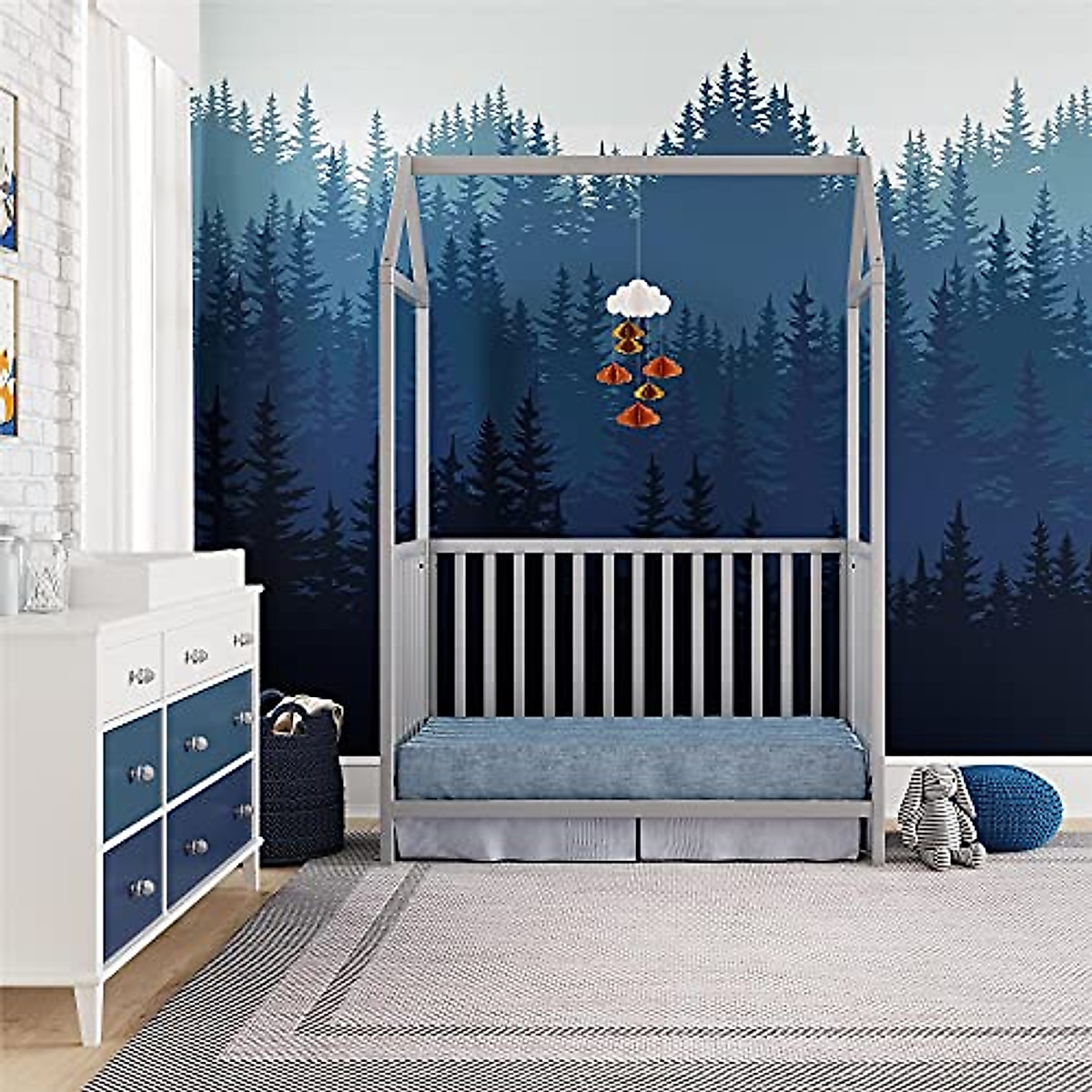 Little Seeds Rowan Valley Skyler 3-in-1 Convertible Crib with Canopy, Dove Gray