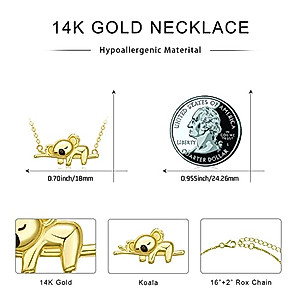 Starsinsky 18K Gold Koala Necklace - Cute Animal Koala Bear Jewelry Gifts for Women Girls Animal Lovers Stocking Stuffers-16+2Inch