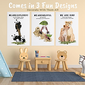 Montessori Canvas Wall Art for Babies - 3 Sizes, Ants Playroom Wall Decor, We Are Helpful Quote - Giclee Framed Animal Prints for Nursery in Damage-Resistant Canvas - Ready to Hang Wall Art (12"x18")