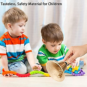 Dreokee Hand Bell 3.15 Inch Hand Call Bell with Solid Brass Wooden Handle Loud Handbell Dinner Call Bell for Adults Multi-Purpose for Weddings, Christmas, School, Service, Game, Animal