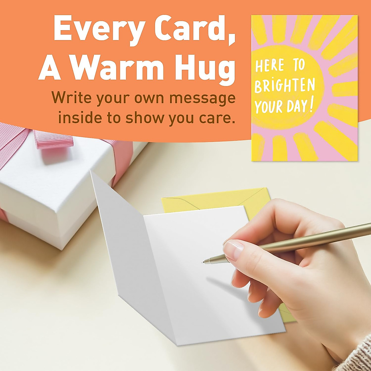 S&O Fun Thinking of You Cards with Envelopes - Colorful Thinking of You Card Pack of 24 Box - Blank Inside Encouragement Cards with Envelopes - Bulk Boxed Greeting Cards Assorted Designs