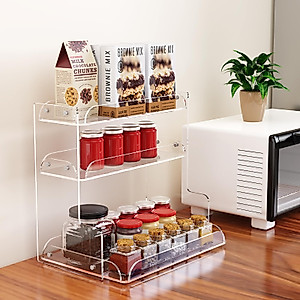 VAEHOLD 3-Tier Acrylic Bathroom Organizer - Vanity, Perfume, Spice Rack, Makeup Storage Shelf for Bathroom, Bedroom, Kitchen, Living Room, and Dressing Table