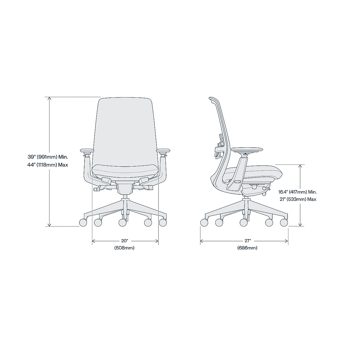 Haworth Soji Office Chair with Ergonomic Adjustments and Lumbar Support, Flexible Mesh Back (Carbon)