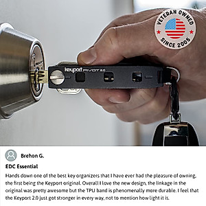 Keyport Pivot 2.0 Essential Bundle - Premium Multitool Keychain | Key Organizer + Keychain Flashlight + Bottle Opener + Lost & Found ALL-IN-ONE | Modern Keychain | Aircraft Aluminum (Black)