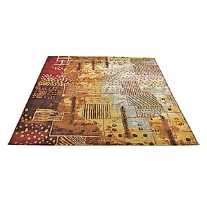 Unique Loom Outdoor Modern Collection Area Rug - Pine (5' 4" Square, Multi/ Brown)