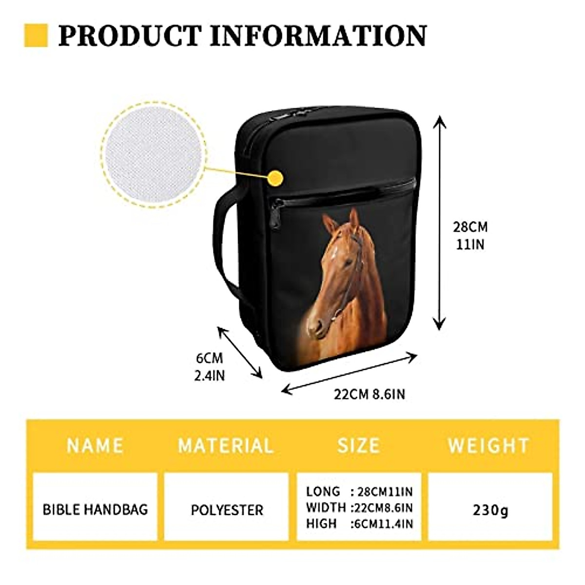 POLERO Horse Bible Cover for Women Kids Scripture Book Cover for Girls Boys Bible Book Carrying Case Church Bag