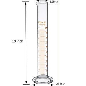 Ronyes Lifescience 100 mL Glass Graduated Cylinder Measuring Single Metric Scale 2 Pcs with Brush (Pack of 2) …