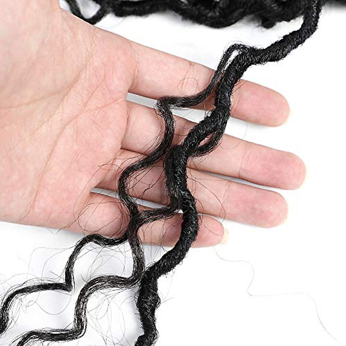 6 Packs Goddes]s River Faux [Loc]s Wavy [Crochet] With Curly [Hair] In Middle And Ends [Boho Synthetic [Hair] Extension（18inch,1B）