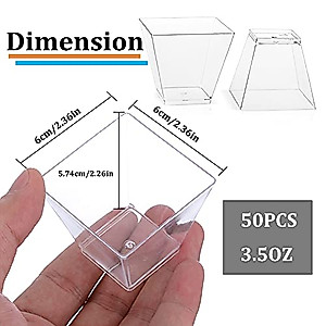 Jnnzzggu 50Pcs Square Mini Plastic Dessert Cups,3.5Oz Clear Plastic Parfait Appetizer Cup for Desserts,Appetizers,Ice Cream