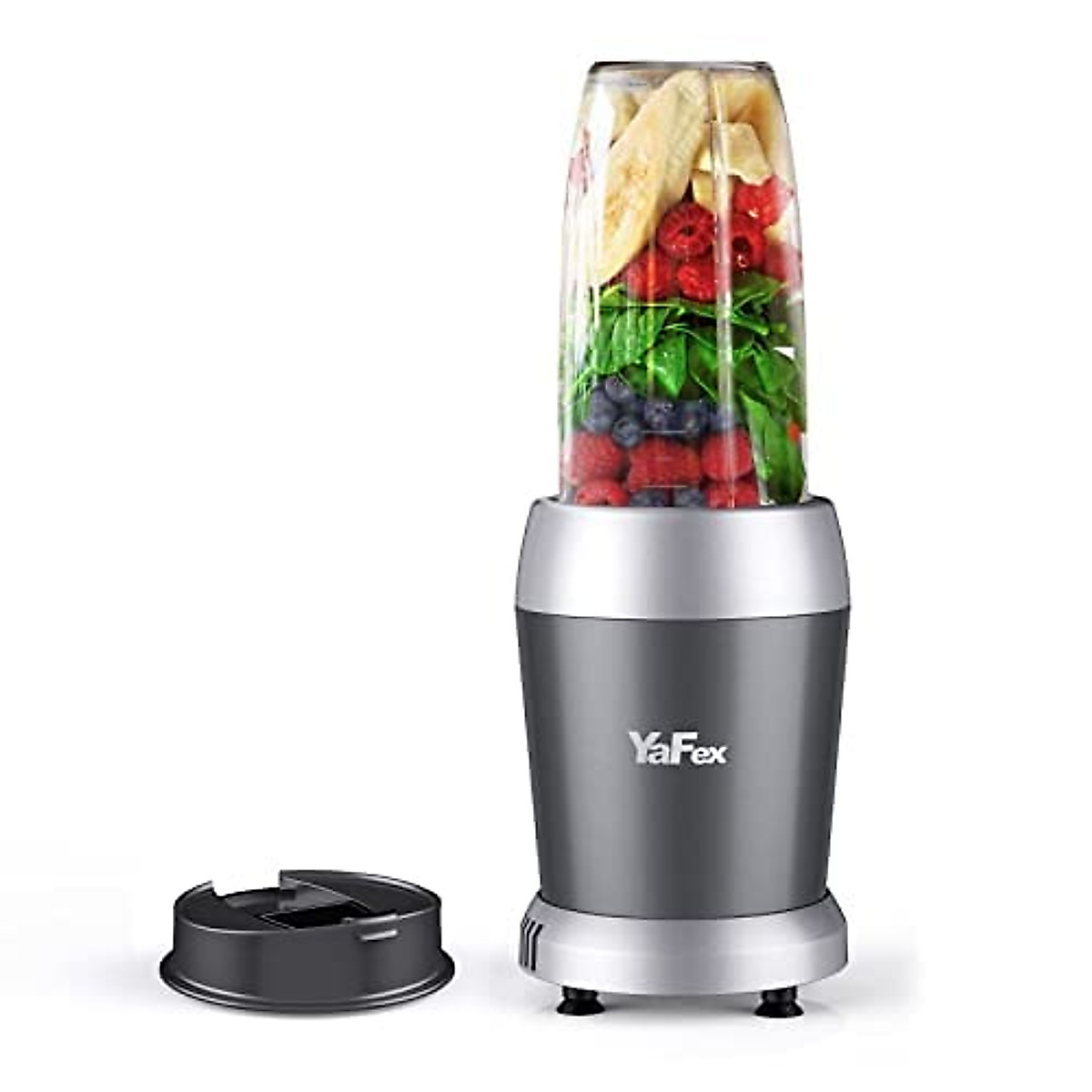 YaFex Personal Blender for Shakes and Smoothies, 700W 6-Blade Smoothie Blender for Frozen Fruit and Ice, with 1 28 Oz Travel Bottle, 1 To-Go Lid, BPA Free & Dishwasher Safe (Gray/Silver)