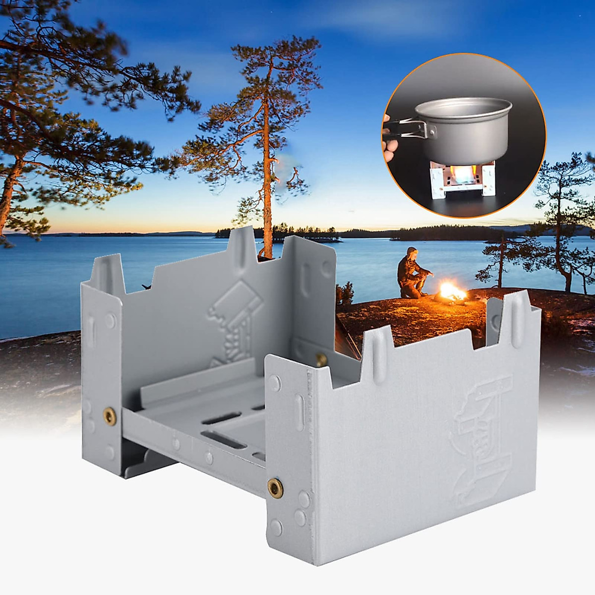 Mini Alcohol Stove, Portable Backpacking Stove Kit, Folding Camping Stove with Zinc Plated Stand, Lightweight Alcohol Burner Stove for Outdoor, Picnic, Hiking (3.74" x 2.95")