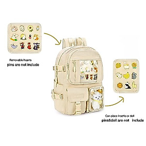 STEAMEDBUN Kawaii Backpack Cute Aesthetic Backpack for Girls,Ita Backpack with Inserts for School (without pins)