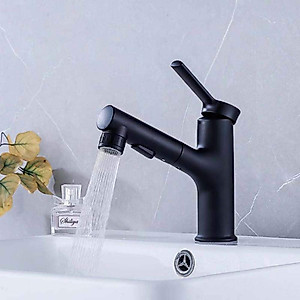 Black Bathroom Basin Taps Kitchen Sink Faucet Pull Down Sprayer Single Lever Mixer Brasss Tap for Lavatory Vanity Ashroom Bath Bathtubs Toilets