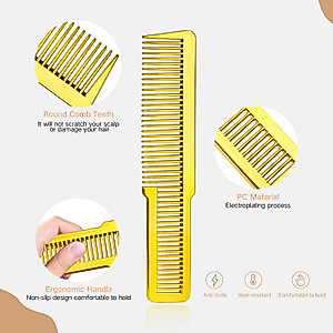 3 Pieces Barber Brush and Barber Comb Set, with Barber Blade Cleaning Brush Beard Brush Hair Cutting Comb, for Men Women Beauty Salons Home Use – Gold