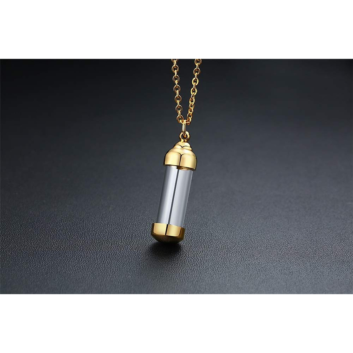 Mealguet Jewlery Pack of 2 Stainless Steel Glass Cremation Urn Pendant, Ashes Holder Memorial Pendant Necklace with Chain, Keepsake Jewelry,Gold Plated