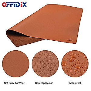 OFFIDIX Office Desk Mat,Desktop PU Leather Desk Pad Non-Slip Leather Protective Desk Pad Laptop Mat Gaming Writing Mat for Laptop PC Keyboard Office Home (Brown, 24"x12")
