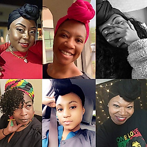 HIHIBEAUTY Stretch Head Wrap Scarf Head Wrap for women Turban Wrap Stretch Jersey Long Turban Head Wrap Tie 1 or 2 (19sd black 2601-2)