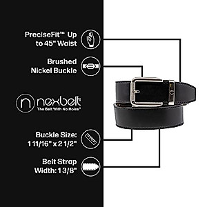 Men's Belt, Nexbelt Ratchet Rogue Smooth Black Leather Dress Belt with Adjustable Buckle