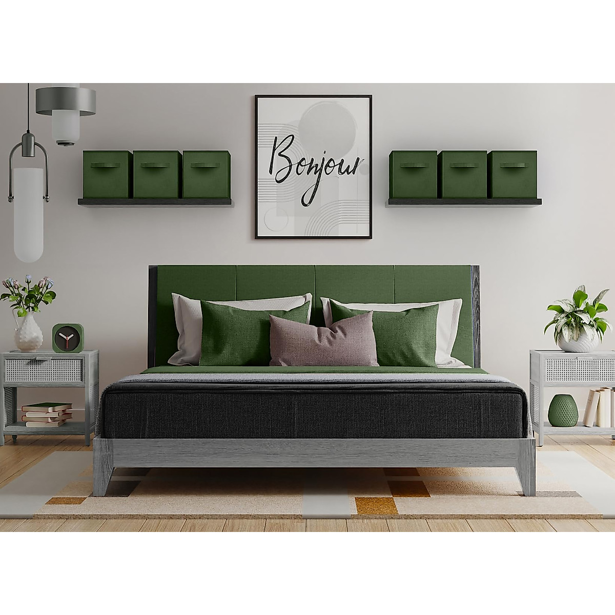 Sorbus Foldable Storage Cubes - 6 Fabric Baskets for Organizing Pantry, Shelf, Toy Box, Cubby, Closet Organizer - 11 Inch Collapsible Closet Organizers and Storage Bins (Dark Green 6 Pack)