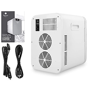 Cooluli 20L Mini Fridge For Bedroom - Car, Office Desk & College Dorm Room - Glass Front & Digital Temperature Control - 12v Small Refrigerator for Food, Drinks, Skincare, Beauty & Breast Milk (Black)