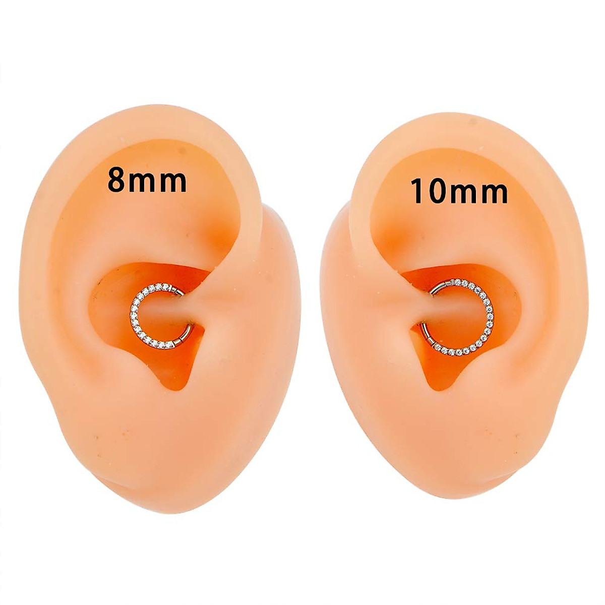 OUFER Titanium Daith Earring Hoop Solid G23 Cartilage Tragus Helix Rings 16G Titanium Septum Piercing Jewelry Hinged Segment Hoop With Clear CZ Paved