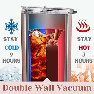 Onebttl 21st Birthday Gifts for Women, Girl, Her - Finally 21-20oz/590ml Stainless Steel Insulated Tumbler with Straw, Lid, Message Card - (Rose Gold)