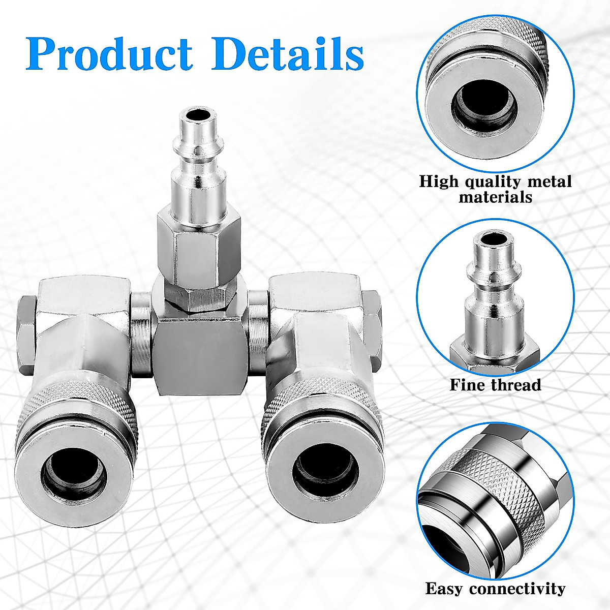 2 Pcs Air Hose Connectors 2 Way Air Hose Splitter Fittings 1/4 in NPT Air Compressor Fittings High Pressure Resistance Air Manifold Swivel 360 Degrees Connectors Air Compressor Accessories