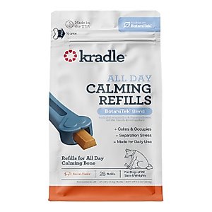Kradle All Day Calming Bone Refill Kit, 28 Pack - Stress Relief Support for Dogs - Human Grade Calming Chews with Soothing Ingredients - Refills for All Day Calming Bone - Bacon Flavor