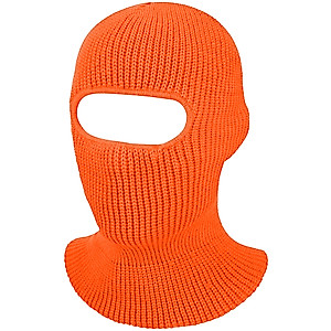 SATINIOR 1-Hole Knitted Full Face Cover Adult Winter Ski Balaclava for Outdoors (Orange), Medium