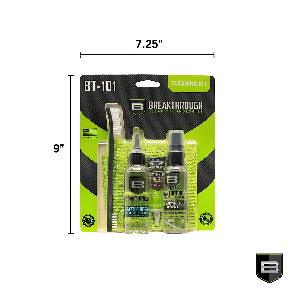 Breakthrough Clean Technologies 101 Basic Gun Cleaning Kit - Includes Military-Grade Solvent, Battle Born High-Purity Oil, and Battle Born Grease with PTFE - Perfect for Handguns and Rifles