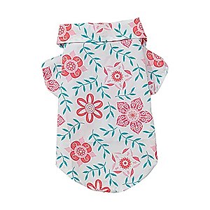 Summer Dog Clothes Lapel Collar Flower Printing Pet Puppy Dog Two-Legged Clothes for Outdoor Pet T-Shirt
