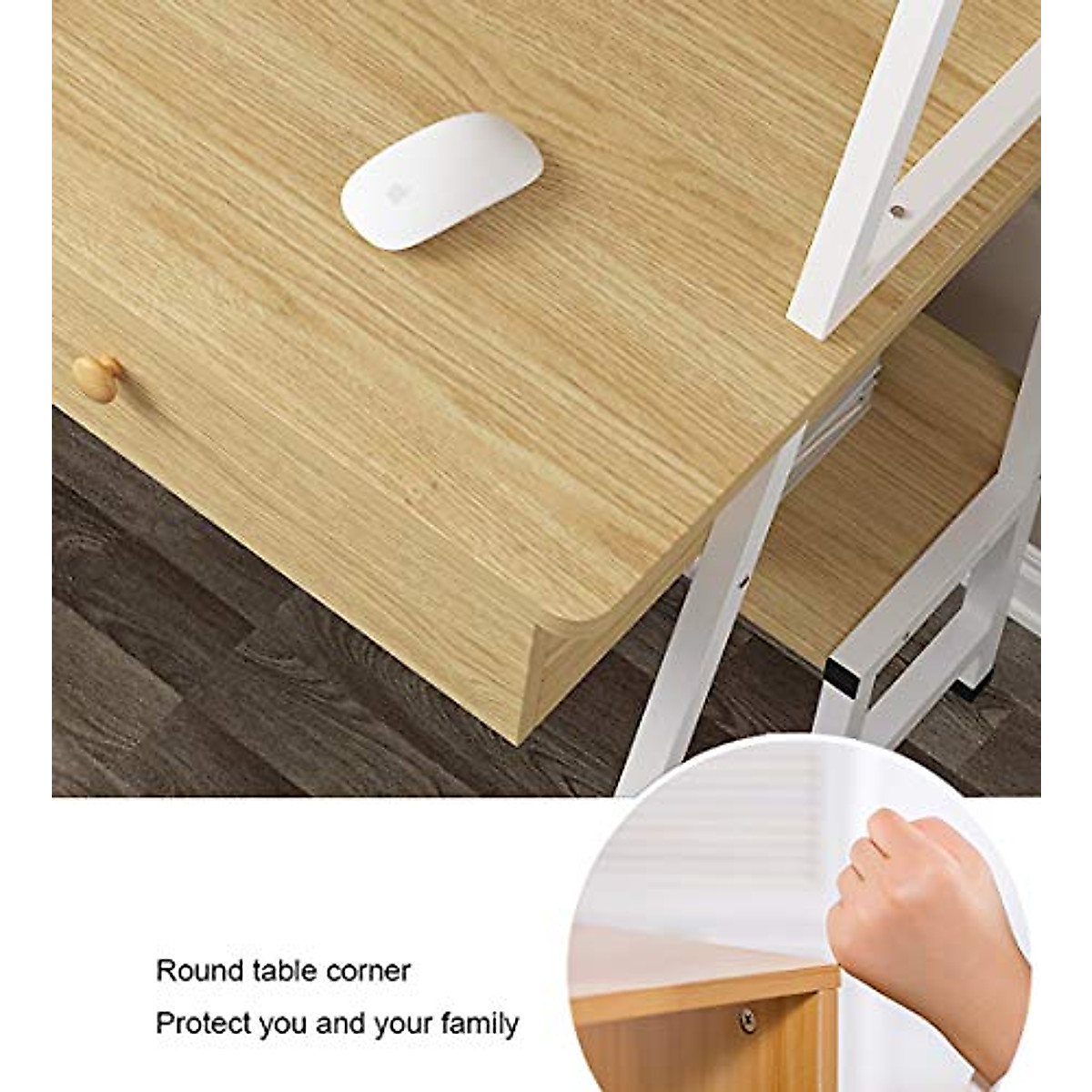 Modern Computer Desk with Bookshelf,Multi-Layer Storage Shelves 2 Drawers,Study Writing Table Gaming Table for Home Office