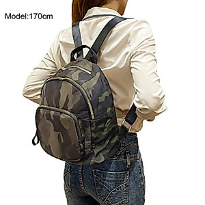 Women Nylon Backpack Anti-theft Fashion Casual Lightweight Travel Shoulder Bag Waterproof Bag (Camo)