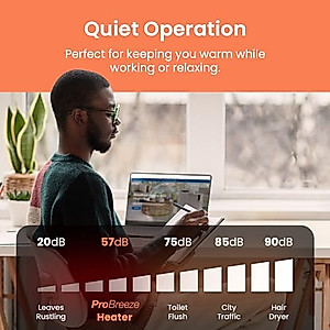 Pro Breeze Space Heater – 1500W Portable Electric Heater for Indoor Use, Ceramic Heater with Adjustable Thermostat, Small Heater for Home, Bedroom, Office, Garage with 3 Operating Modes - White