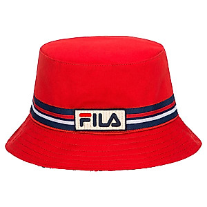 Fila Unisex Cotton Twill Reversible Bucket Hat (Red)
