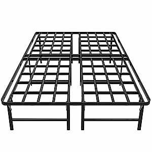 ZIYOO Full Size Folding Bed Frame, 16 Inch High, Heavy Duty 2500 lbs Support Mattress Foundation, No Box Spring Needed, Easy Assembly, Noise Free-Black