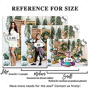 Allenjoy 7x5ft Spring Easter Backdrop Hare Rabbits Colorful Eggs Rustic Wood Floor Photography Background for Kids Children Newborn Baby Shower Birthday Party Decor Banner Portrait Photo Booth Props