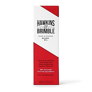 Hawkins & Brimble - Beard Oil for Men, 50ml - Promotes Beard Growth Oil for Grooming, Styling, Softener, Repair and Nourishing - Argan and Olive oil - Beard Care Routine with Shea Butter and Vitamin E