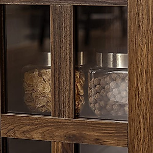 HOMCOM Sideboard Buffet Cabinet, Glass Door Kitchen Cabinet, Coffee Bar Cabinet with Storage Drawers & Adjustable Shelves for Living Room, Dark Walnut