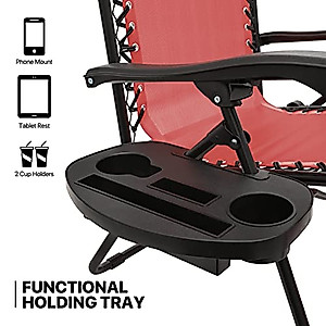 MoNiBloom Folding Beach Lounge Chair 2-Pack, Chaise Lounge with Pillow & Cup Holder, Portable Outside Patio Recliner for Poolside Beach Vacation, Maroon