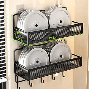 2 Pack Shower Caddy Shelf Organizer Rack, Bathroom Shelves Basket, Adhesive Black Bathroom Accessories, Save Space with Hooks, Toiletries Organization And No Drilling Shower Shelves (White)